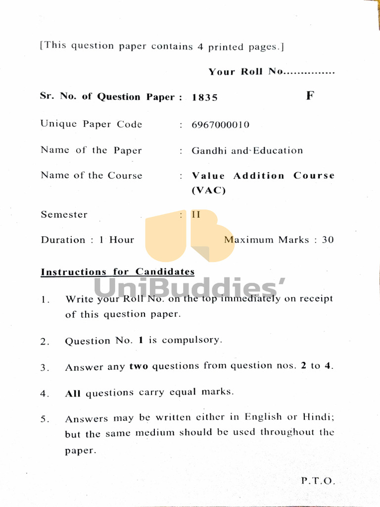 Gandhi and Education NEP PYQ | PDF