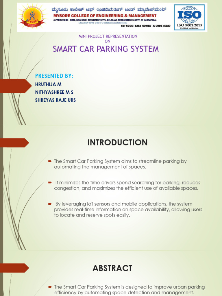 Smart Car Parking System Project | PDF | Parking | Internet Of Things