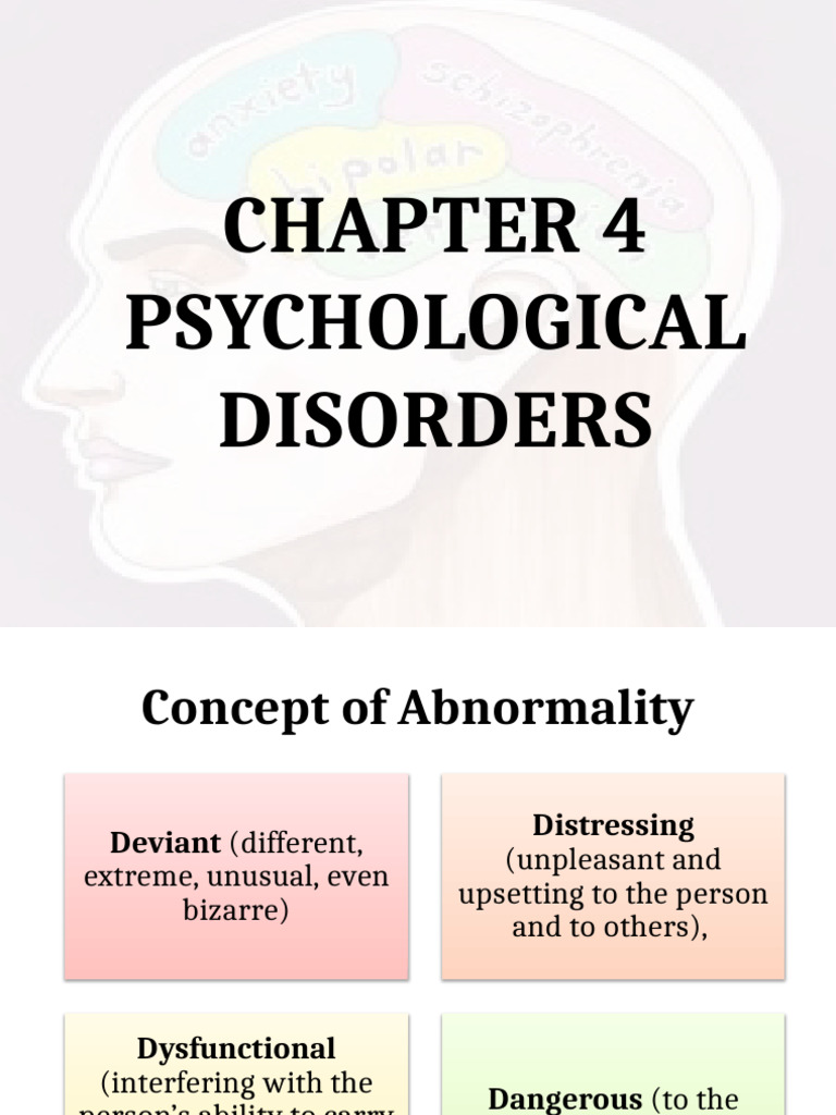 Chapter 4 - Psychological Disorders | PDF | Anxiety | Mental Disorder