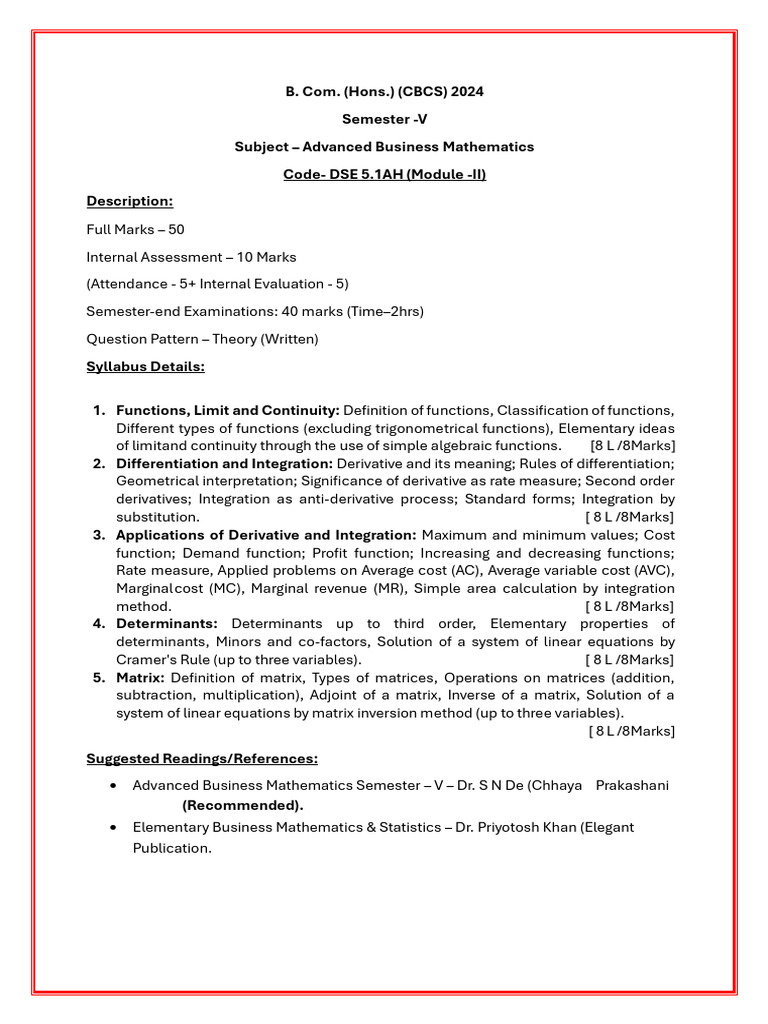 Sem - V 2024 Syllabus Abm | PDF