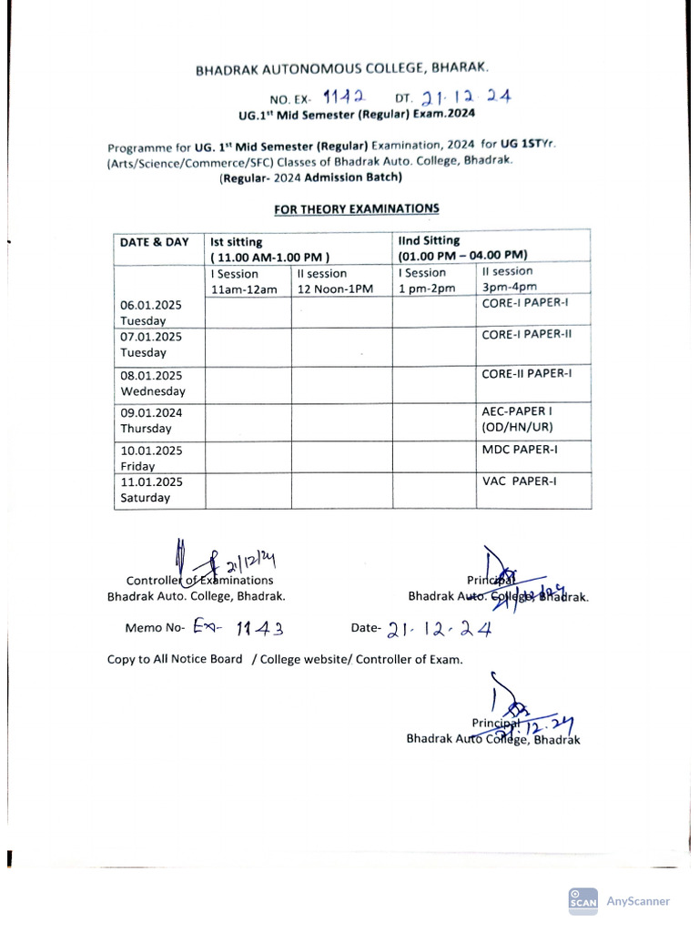 UG 1st Mid Sem Regular Exam | PDF
