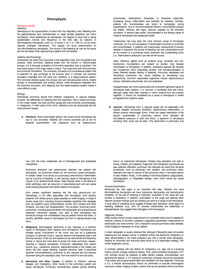 B13_Hemoptysis Session 2 | PDF | Tuberculosis | Lung