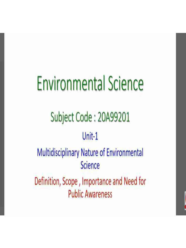 EVS Unit1-Part1 | PDF
