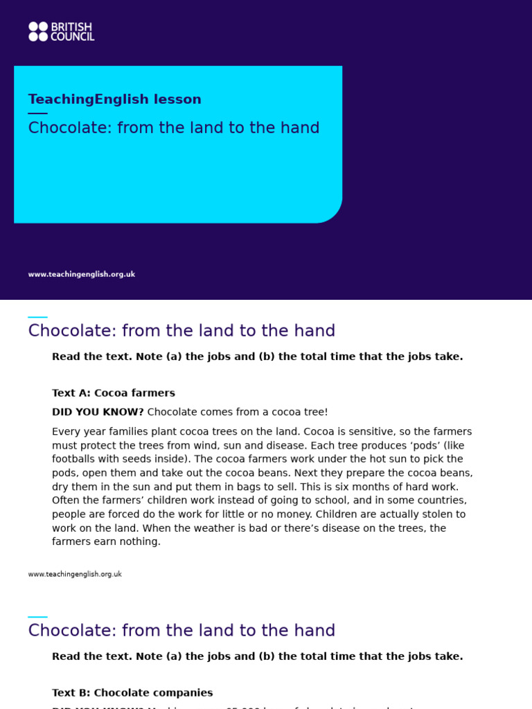 Chocolate Land To Hand Presentation 0 | PDF | Chocolate | Cocoa Bean