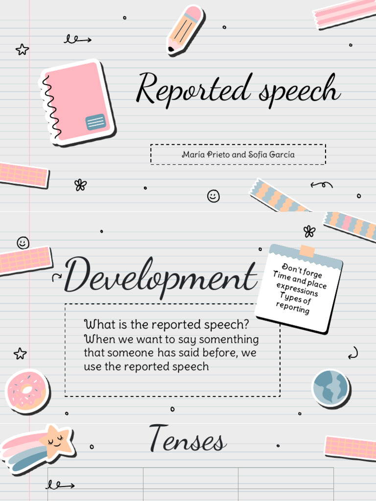 Ppt reported speech Sofía | PDF | Syntax | Linguistic Morphology