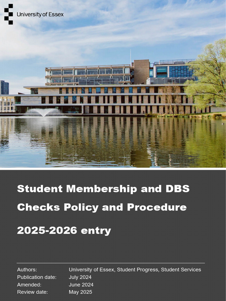 Student Membership and DBS Checks Policy Procedure 2025-2026 Djdjjdje ...