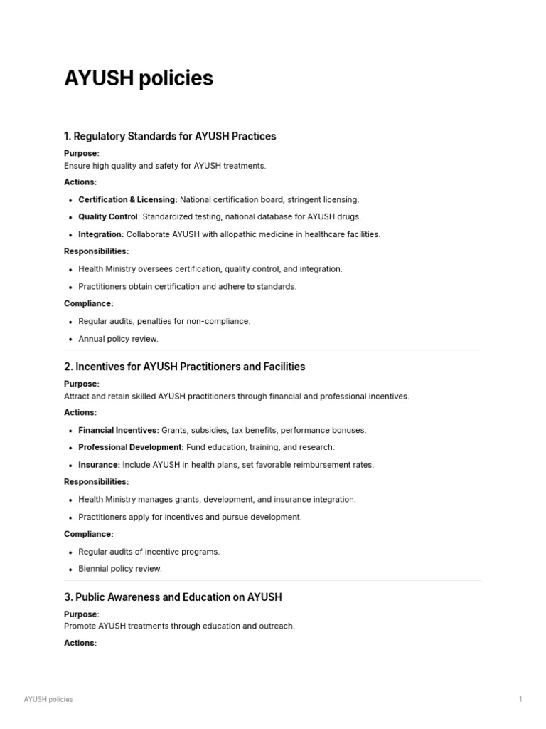 AYUSH policies | PDF