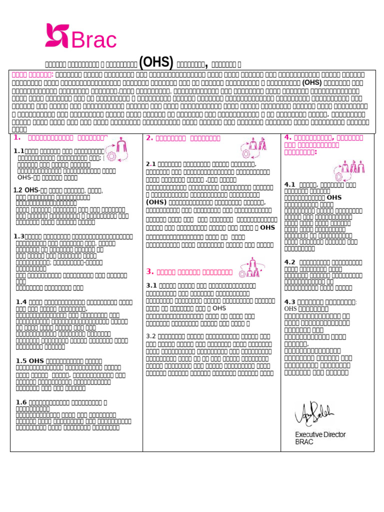 BRAC EHS Policy Babgla Version | PDF