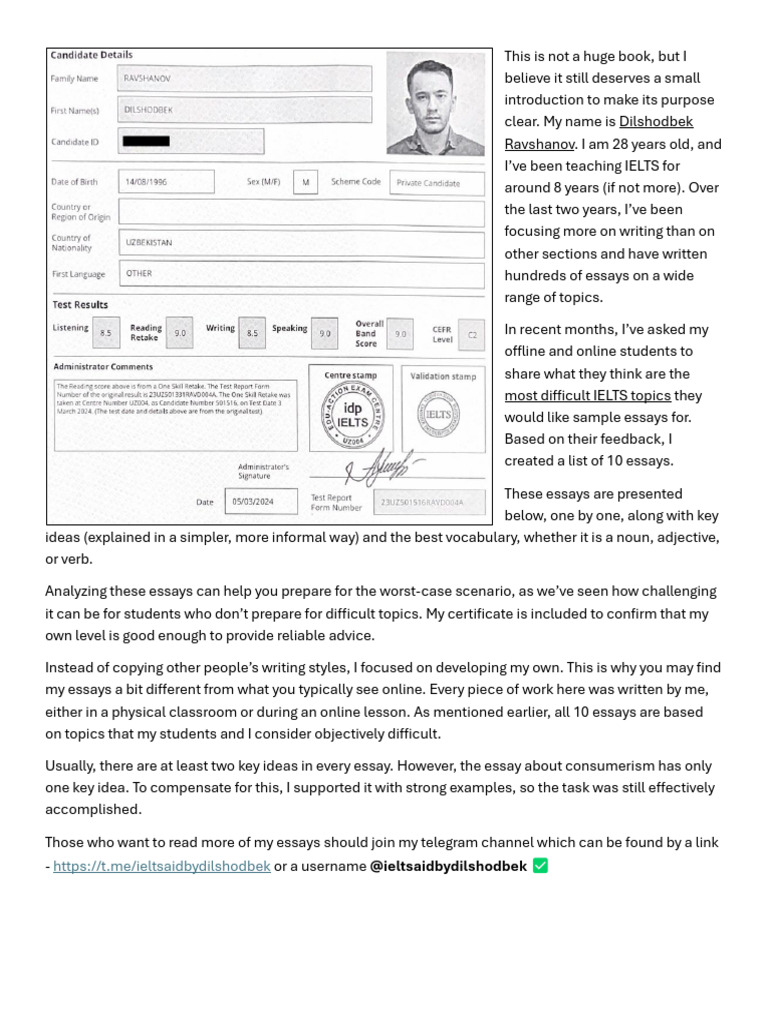 Samples for the Most Difficult Essays in Ielts | PDF | Agriculture ...