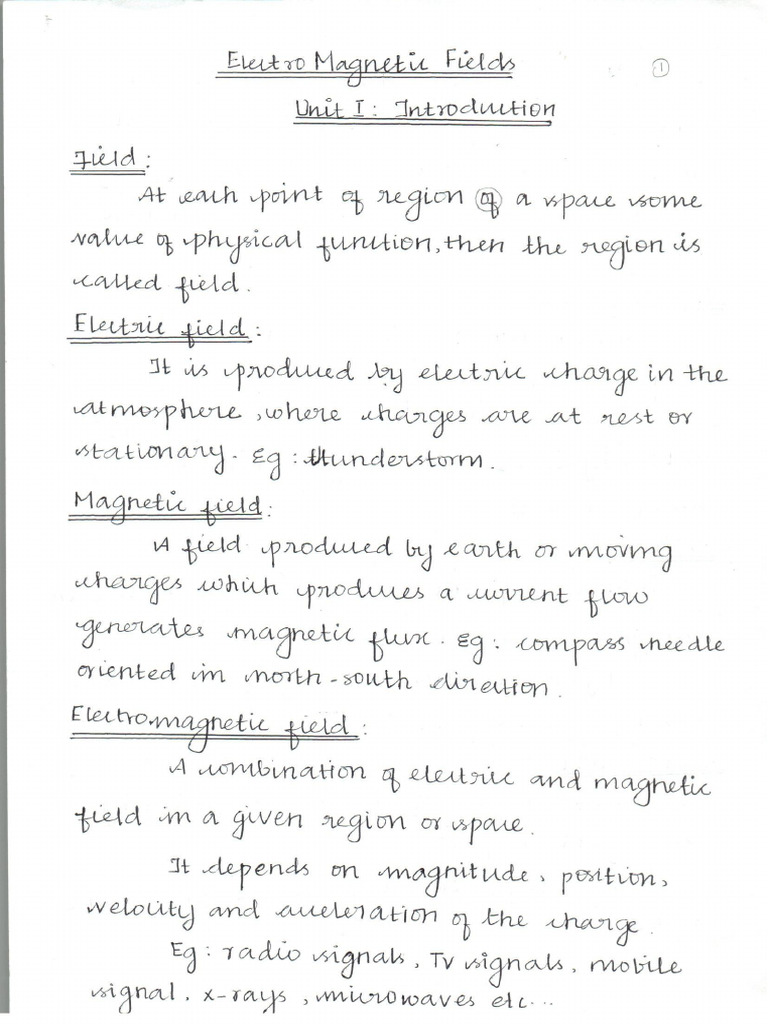 Emf Unit 1 Notes Pdf