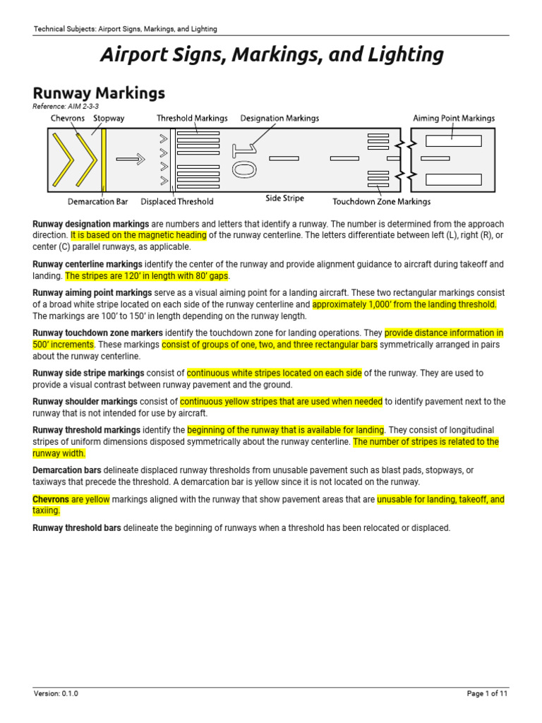Airport Signs Markings and Lighting FFNK | PDF | Runway | Airport