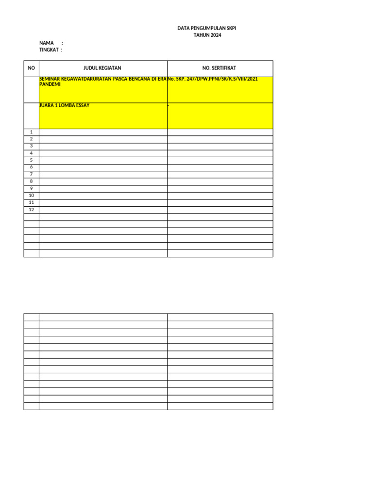 Form Isian Skpi TH 2024 | PDF