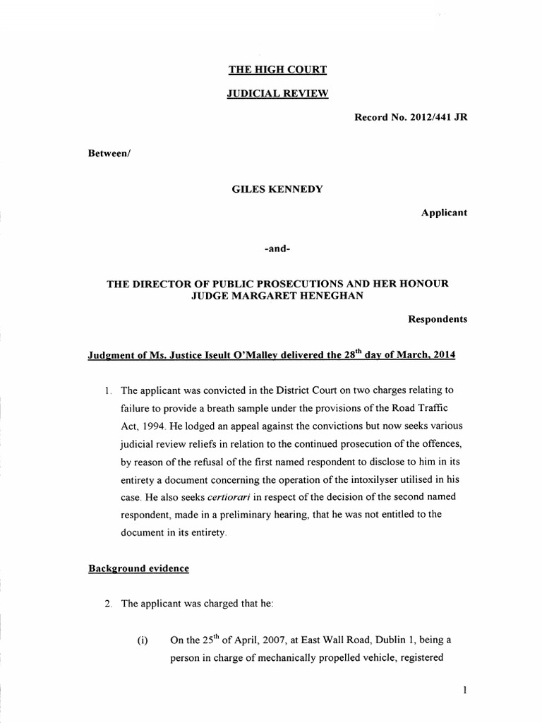 Giles Kennedy V DPP and Another Ireland Case Law | PDF | Discovery (Law ...