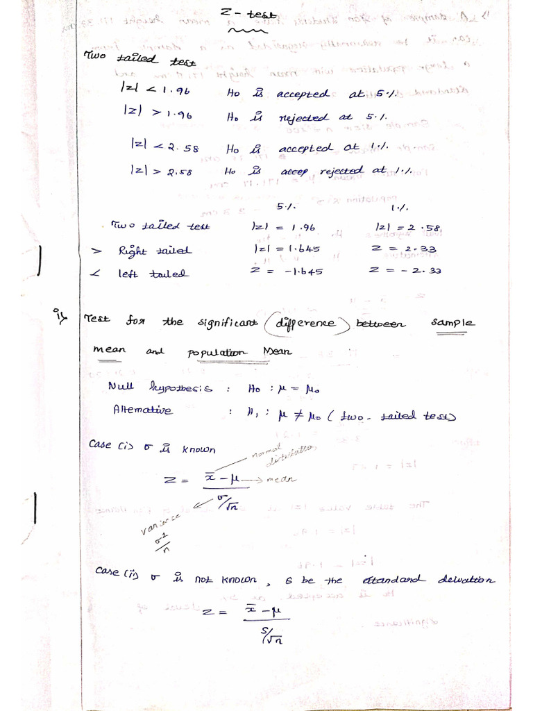 Maths Unit 4 Z-Test Written Form | PDF