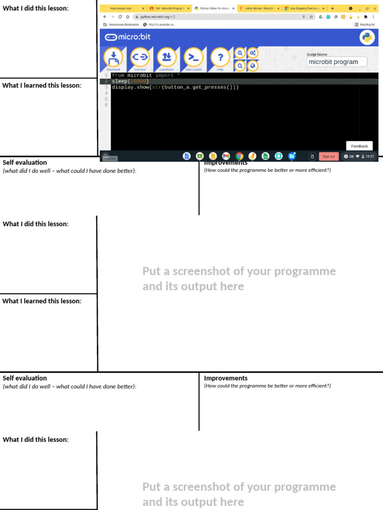Microbit Programming Diary | PDF | Evaluation | Change Management