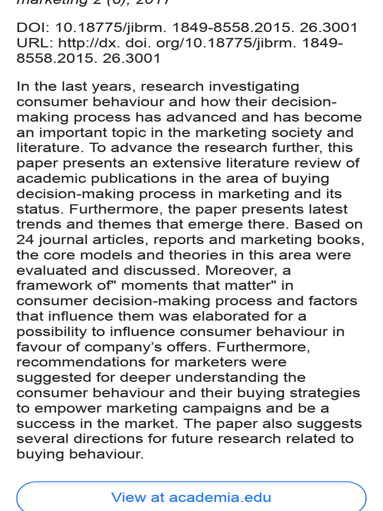 Consumer Decision-Making Insights | PDF | Behavior | Marketing