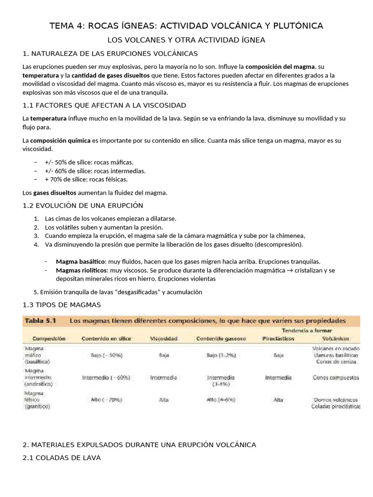 Erupciones Volcánicas y Tipos de Lava | PDF | Volcán | Lava
