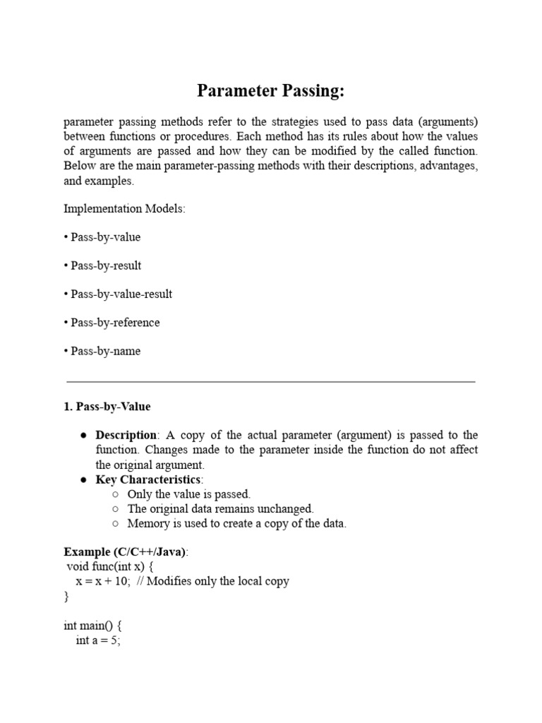 Parameter Passing_ | PDF | Parameter (Computer Programming) | Computer ... Parameter Passing_ | PDF | Parameter (Computer Programming) | Computer ...