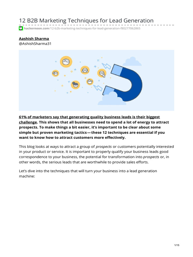 AA-12 B2B Marketing Techniques For Lead Generation | PDF | Search Engine Optimization | Advertising