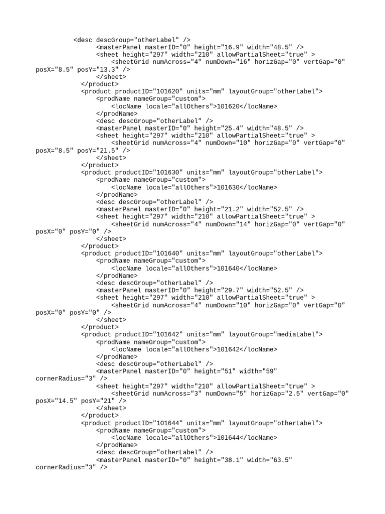 Product Specifications for Labels | PDF