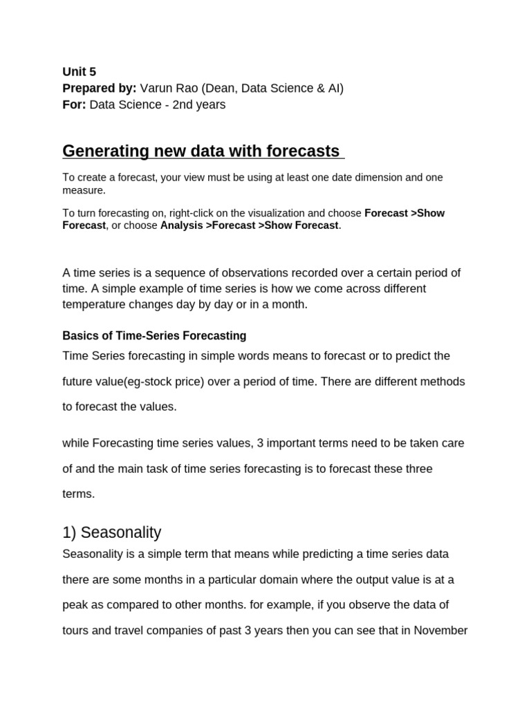 U5 - Tableau | PDF | Forecasting | Time Series