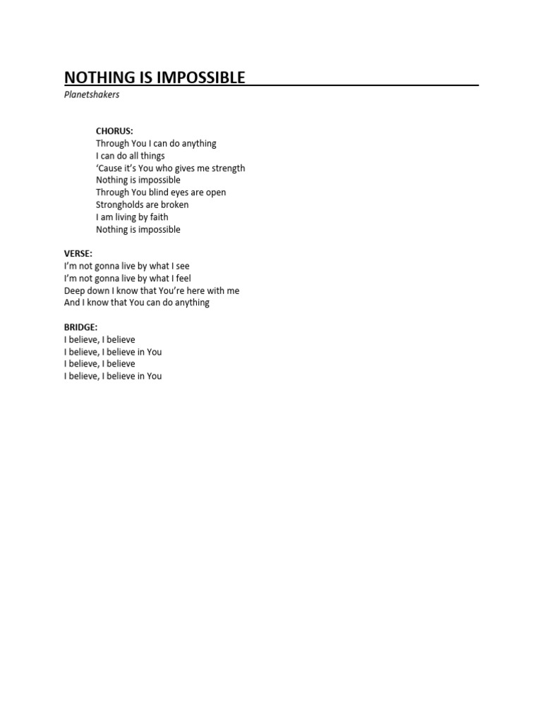 Nothing Is Impossible Lyrics | PDF