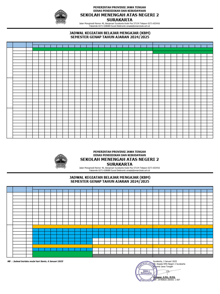 Jadwal KBM Semester Genap 2024-2025 | PDF