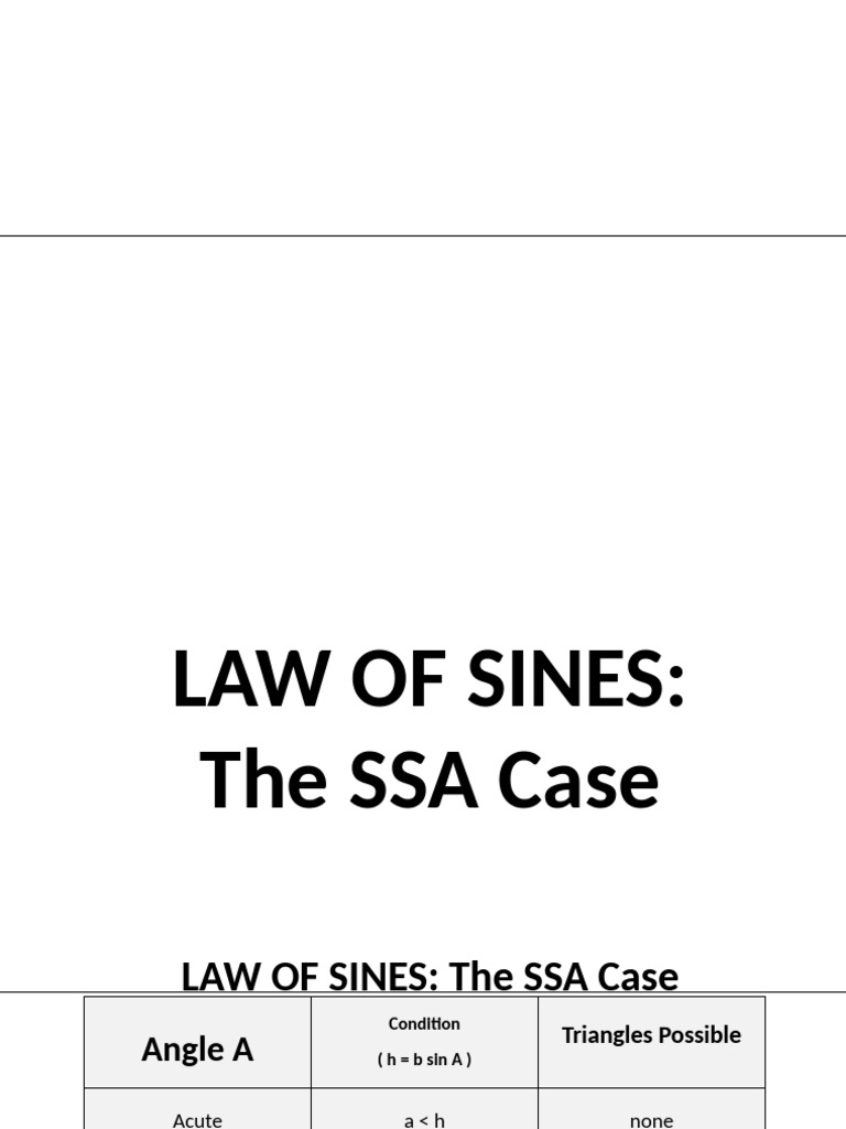 Law of Sines: SSA Case Explained | PDF