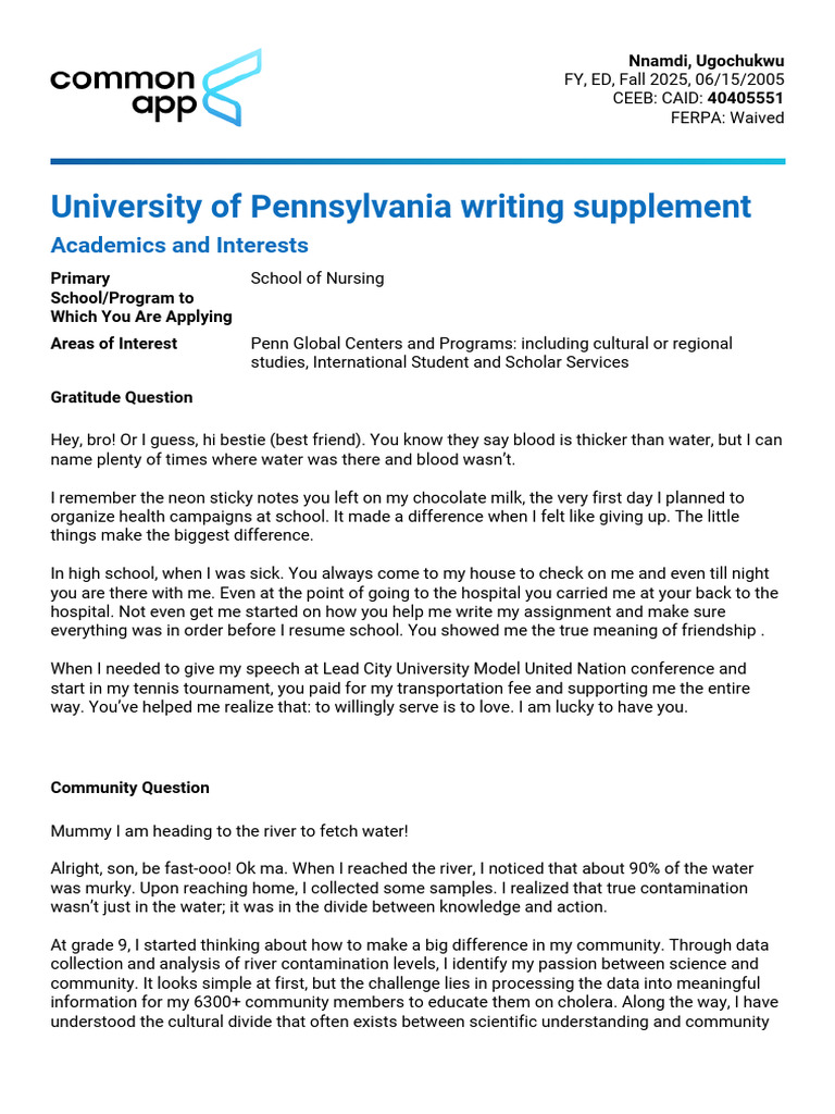 university of Pennsylvania essay | PDF