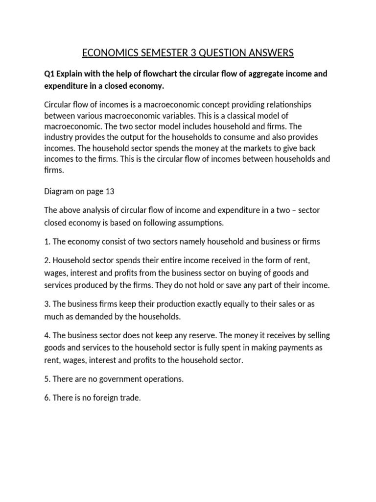 Economics Semester 3 Question Answers | PDF | Inflation | Money Supply