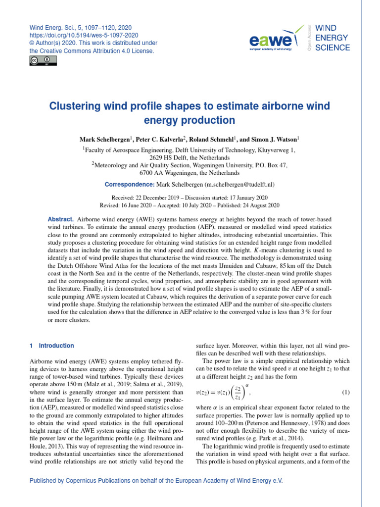 Mark Sch. 2020- Clustering Wind Profile Shapes to Estimate Airborne Windwes-5-1097-2020 | PDF ...
