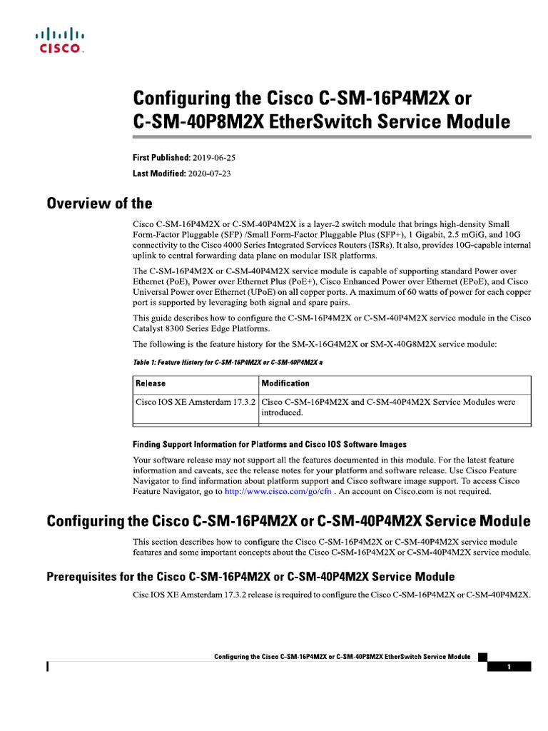 Configuring CISCO C-SM-16P4M2X EtherSwitch Service Module | PDF