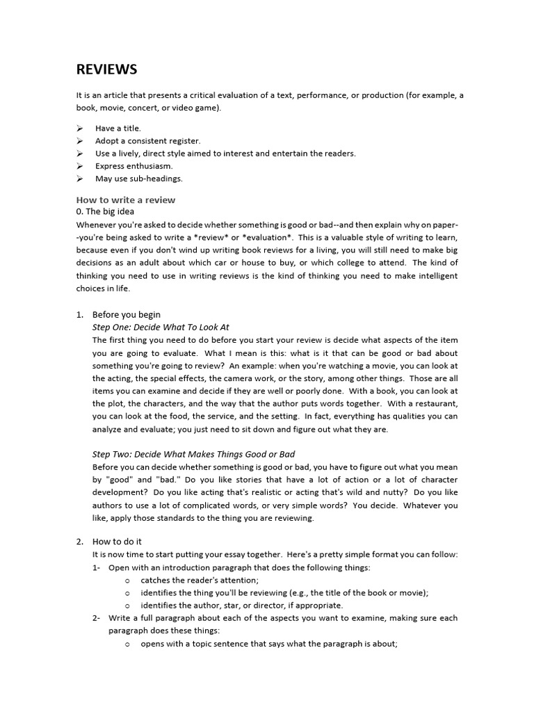 How To Write A Review | PDF