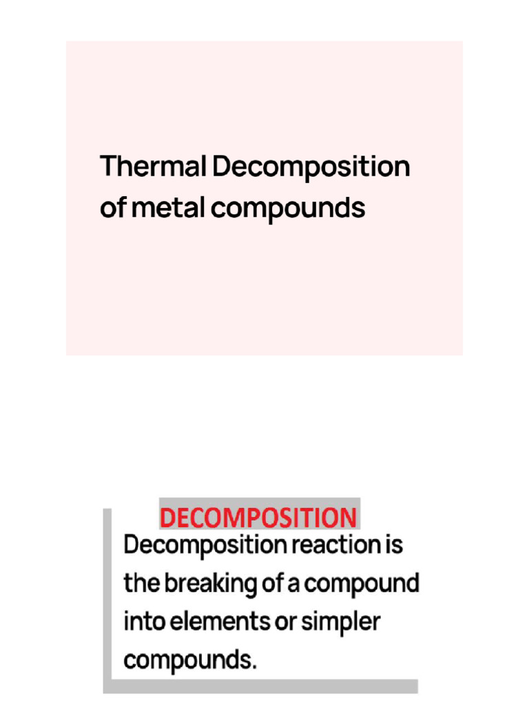 THERMAL DECOMPOSITION OF METALS | PDF