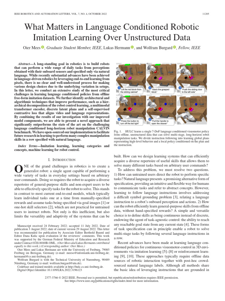 Burg Ard 22 Language Imitation Learning | PDF | Imitation | Robotics