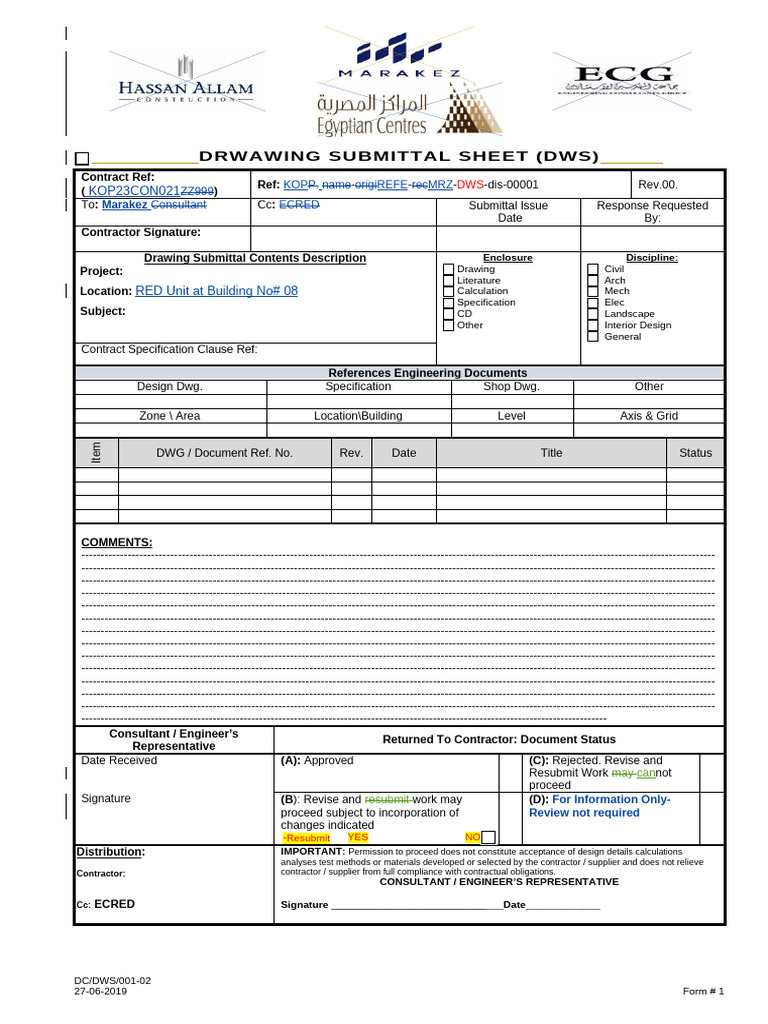 Drawing Submittal Sheet for Project KOP23CON021ZZ999 | PDF ...