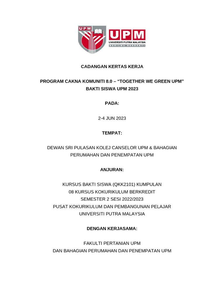 Program Cakna Komuniti 8.0 UPM 2023 | PDF