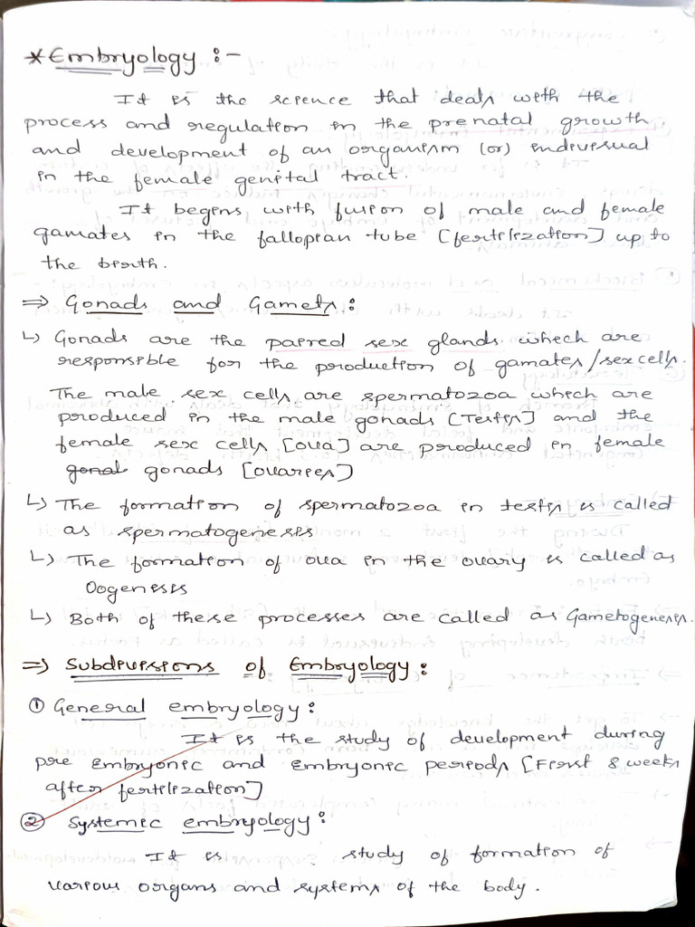 Embryology Notes PDF Org | PDF | Morphology (Biology) | Change