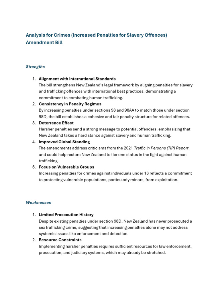 Analysis For Crimes (Increased Penalties For Slavery Offence | PDF ...