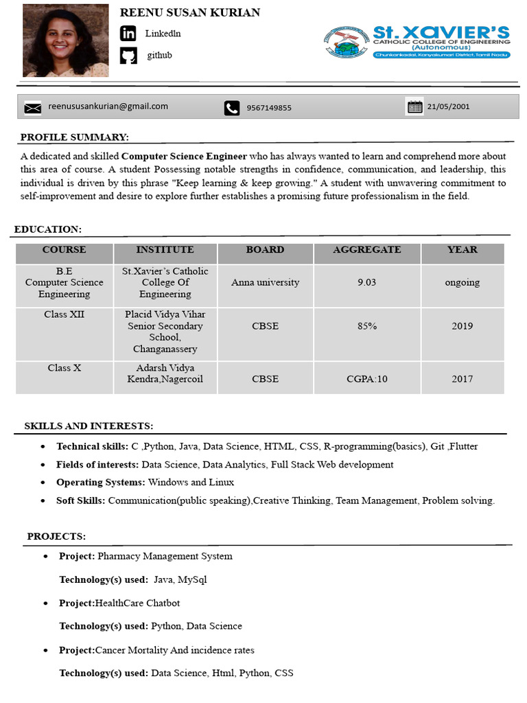 Reenu_s resume | PDF | Computing