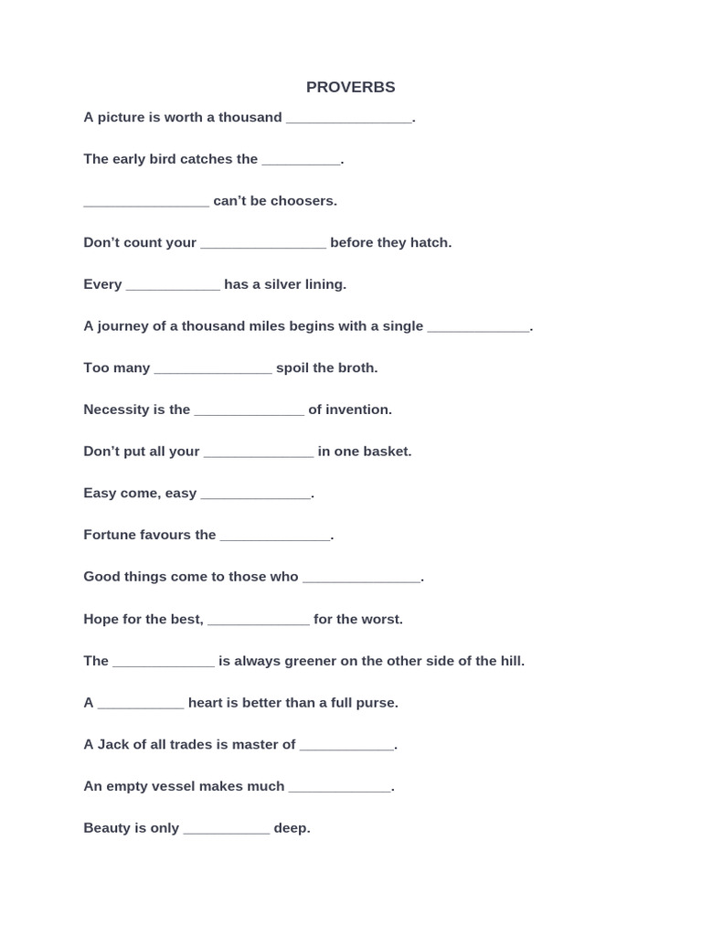 Common English Proverbs List | PDF