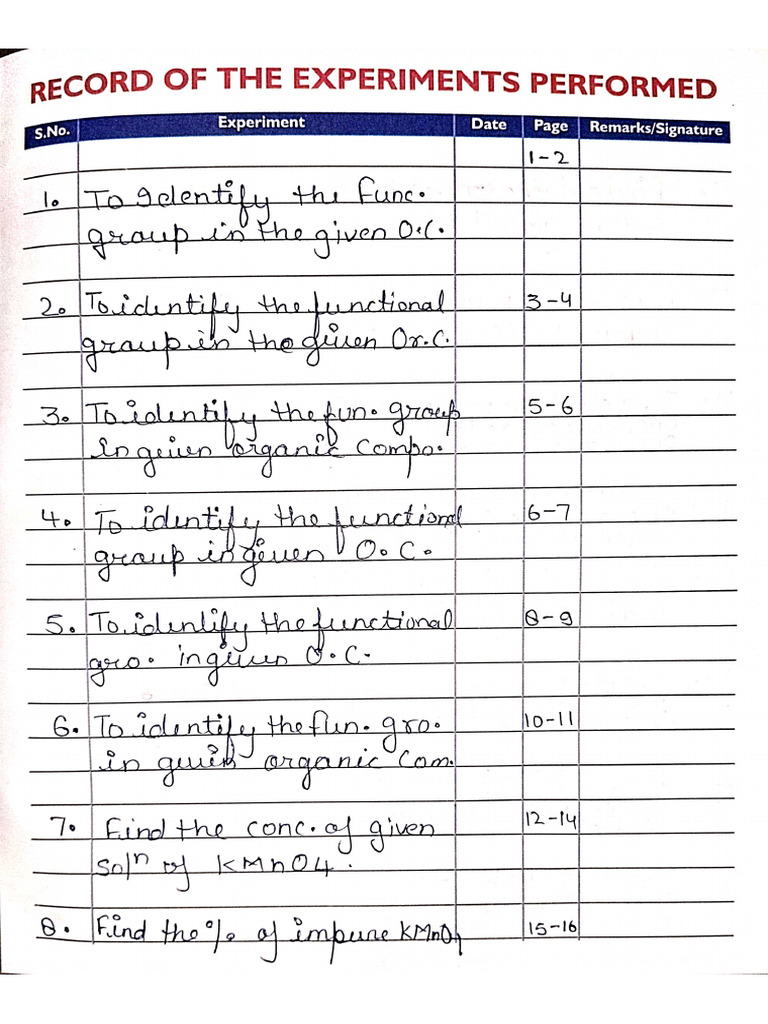 Chemistry Class 12 (Manual Work) | PDF