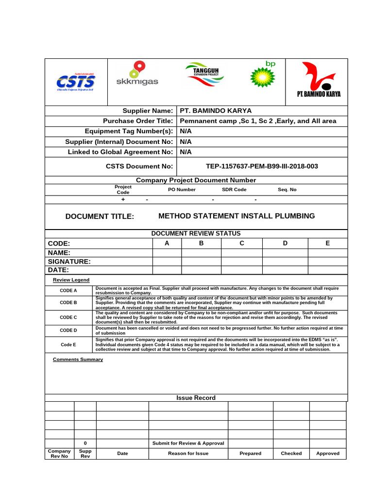 Plumbing Installation Method Statement | PDF | Personal Protective ...