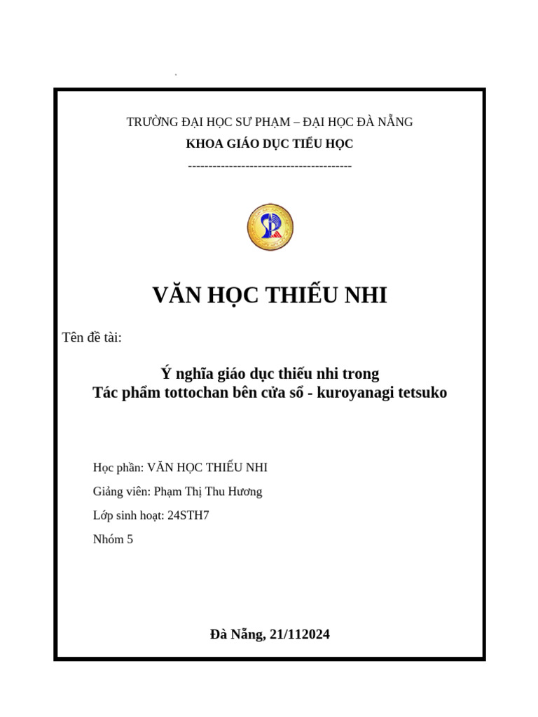 Totto Chan Nhóm5 STH7 | PDF
