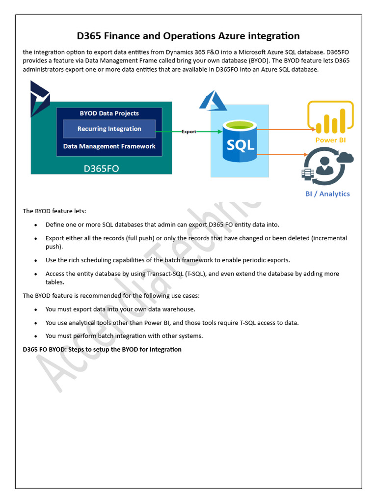 BYOD Setup for D365 Finance Operations | PDF | Databases | Microsoft Azure