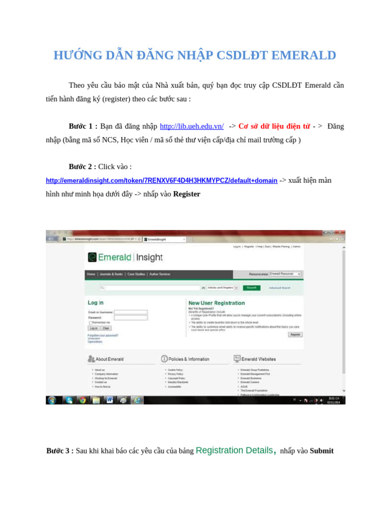 HƯỚNG DẪN ĐĂNG NHẬP CSDLĐT EMERALD | PDF