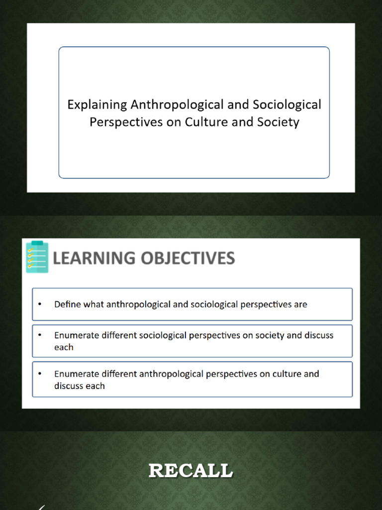 Explaining Anthropological and Sociological Perspectives On Culture and ...