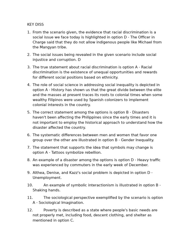 KEY DISS | PDF | Sociology | Social Inequality