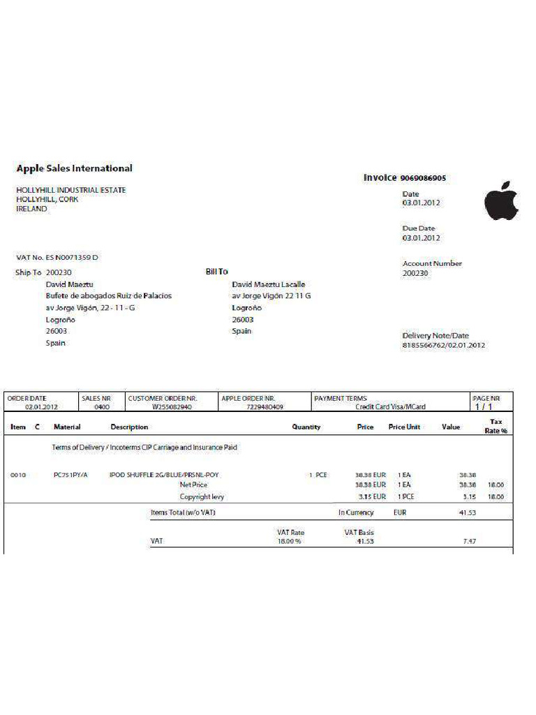 Apple Factura | PDF