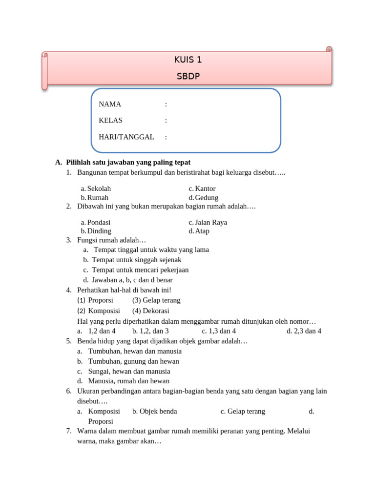 Soal Kuis 1 SBDP | PDF